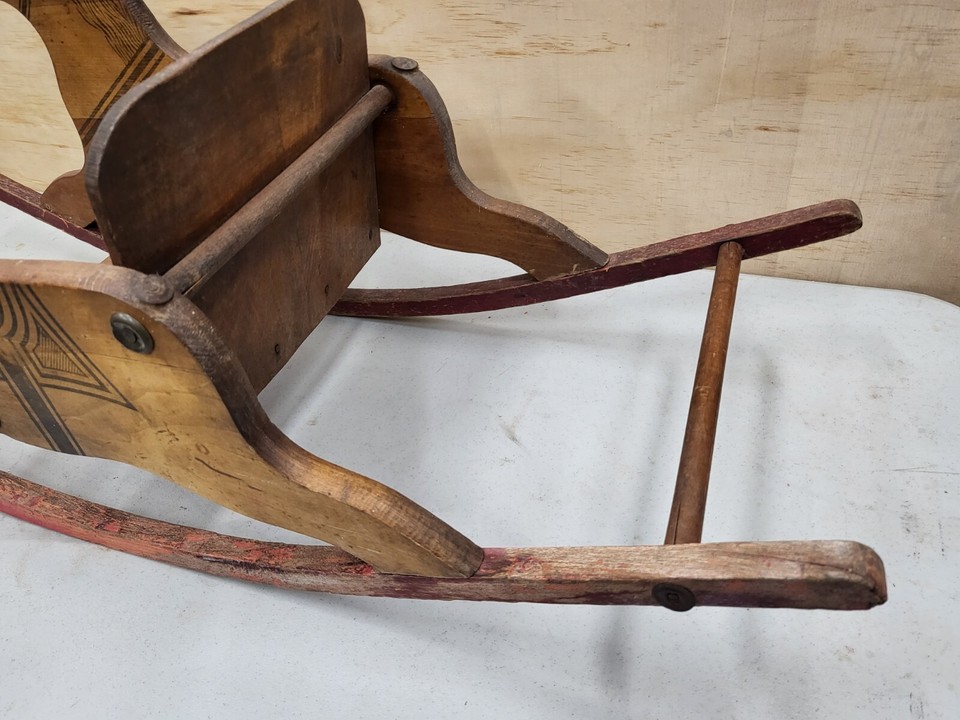 Child's Primitive 1912 Antique Shoo Fly Wood Rocking Horse with ...