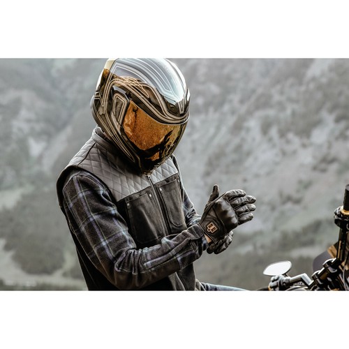 ICON AIRFLITE EL CENTRO BLACK GOLD SPOILER ACU DOT TRON MOTORCYCLE ...