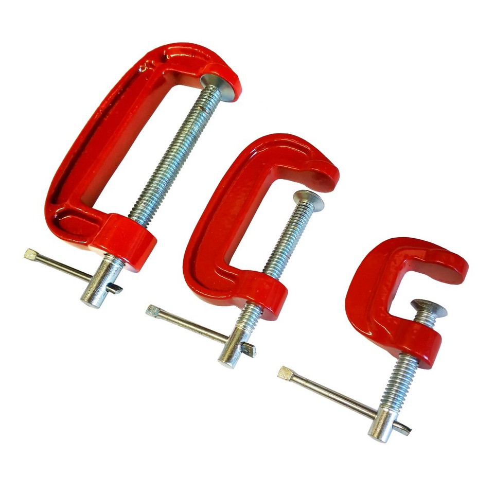 6Pce Mini G-Clamp Set Strong Screw C-Clamps Hobby Wood Metal Work 1" 2 ...