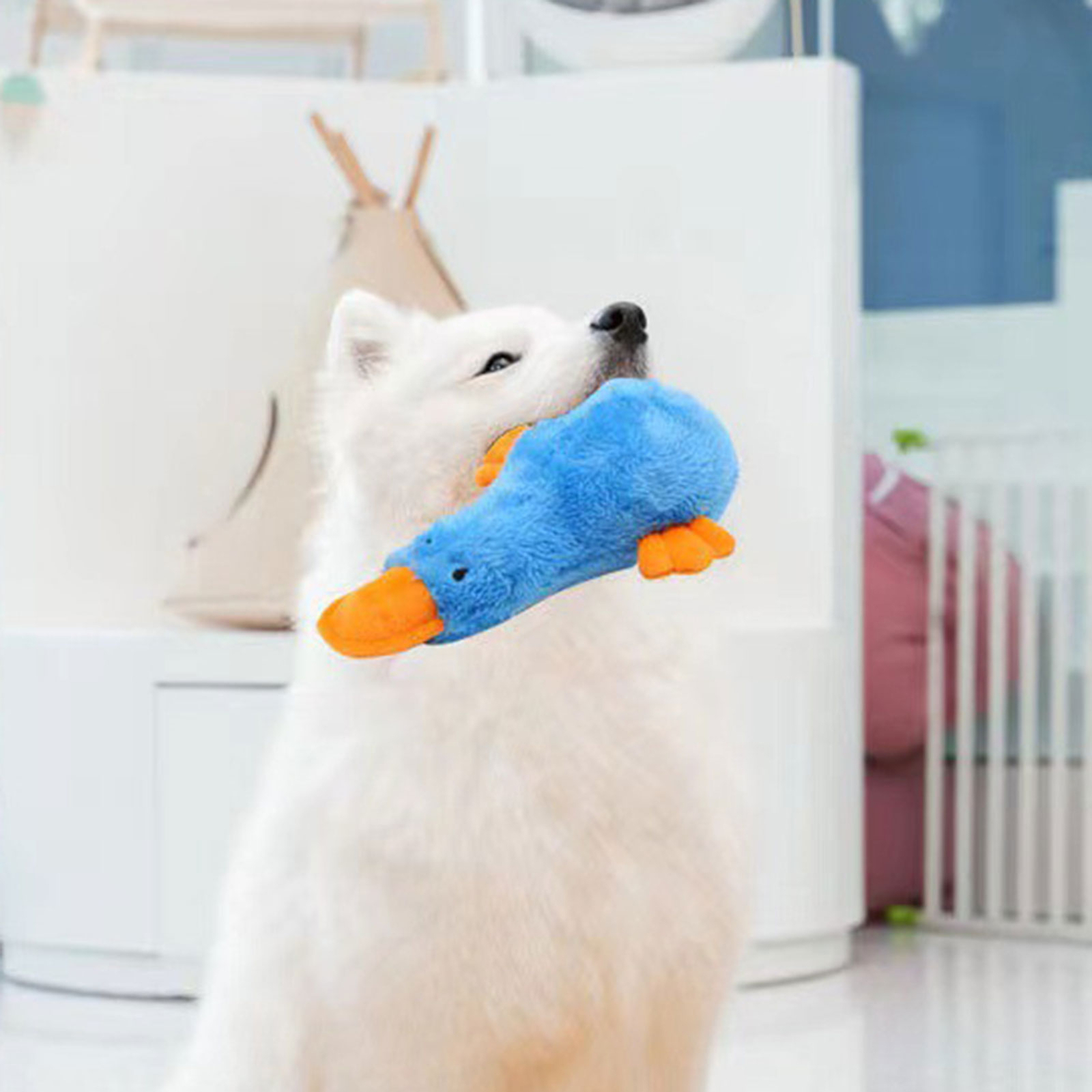 Dog Squeaky Toy Soft Teeth Cleaning Duck Shape Pet Dog Molar Chew Toy ...
