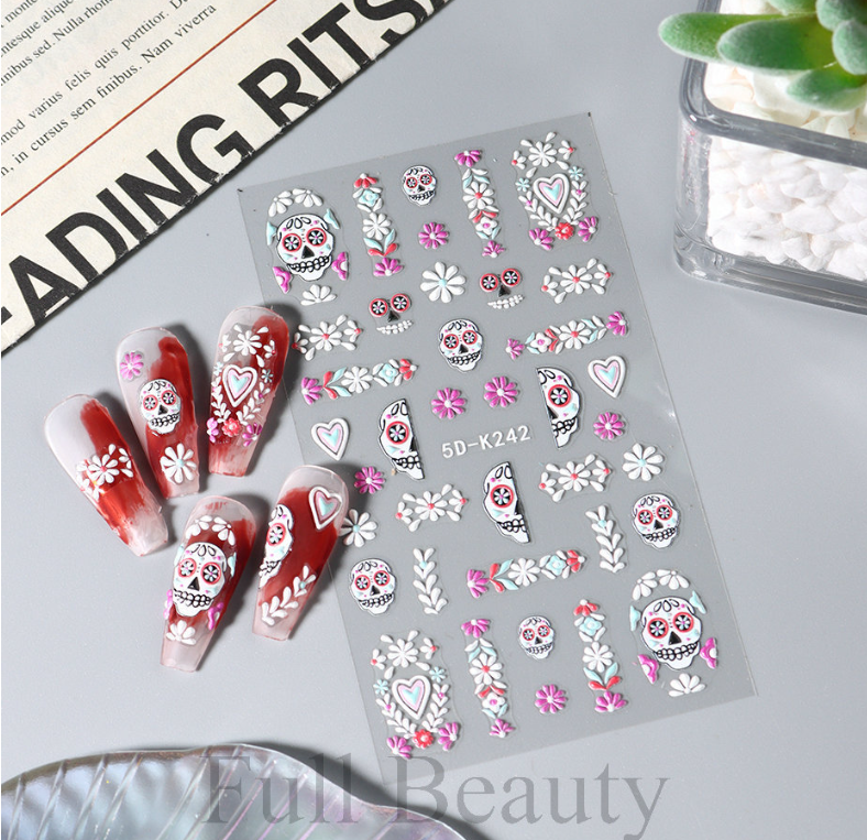 5D Halloween Spider Web Centipede Scorpion Nail Art Decals Tattoo ...