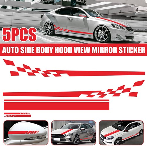 5PCS For Car Racing Long Stripe Sticker Side Body Vinyl Decal Stickers ...