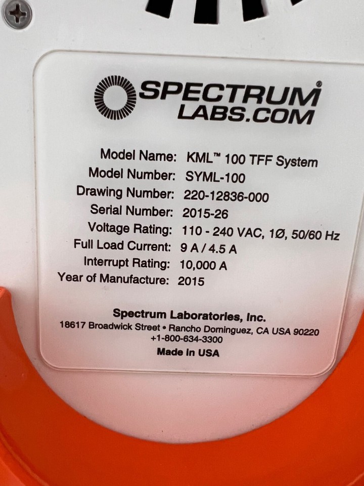 Spectrum Labs KML 100 Benchtop Perfusion and TFF System 1.5-100L ...