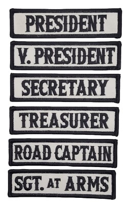 Officer Title Rank Vest Patches President VP MC Club Patch (6pc-Iron On ...