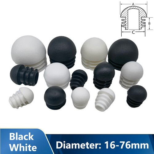 Black/White Domed Round Plastic Blanking End Caps Tube Pipe Inserts ...