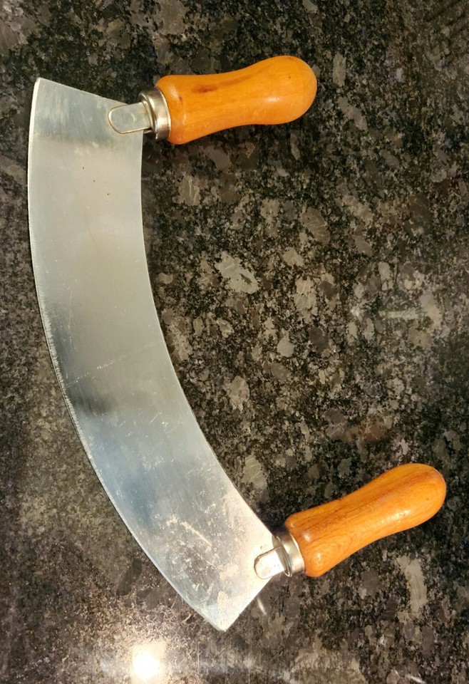 Vintage Rocking Pizza Cutter Chopper Mezzaluna Kitchen Knife Chef Tool ...