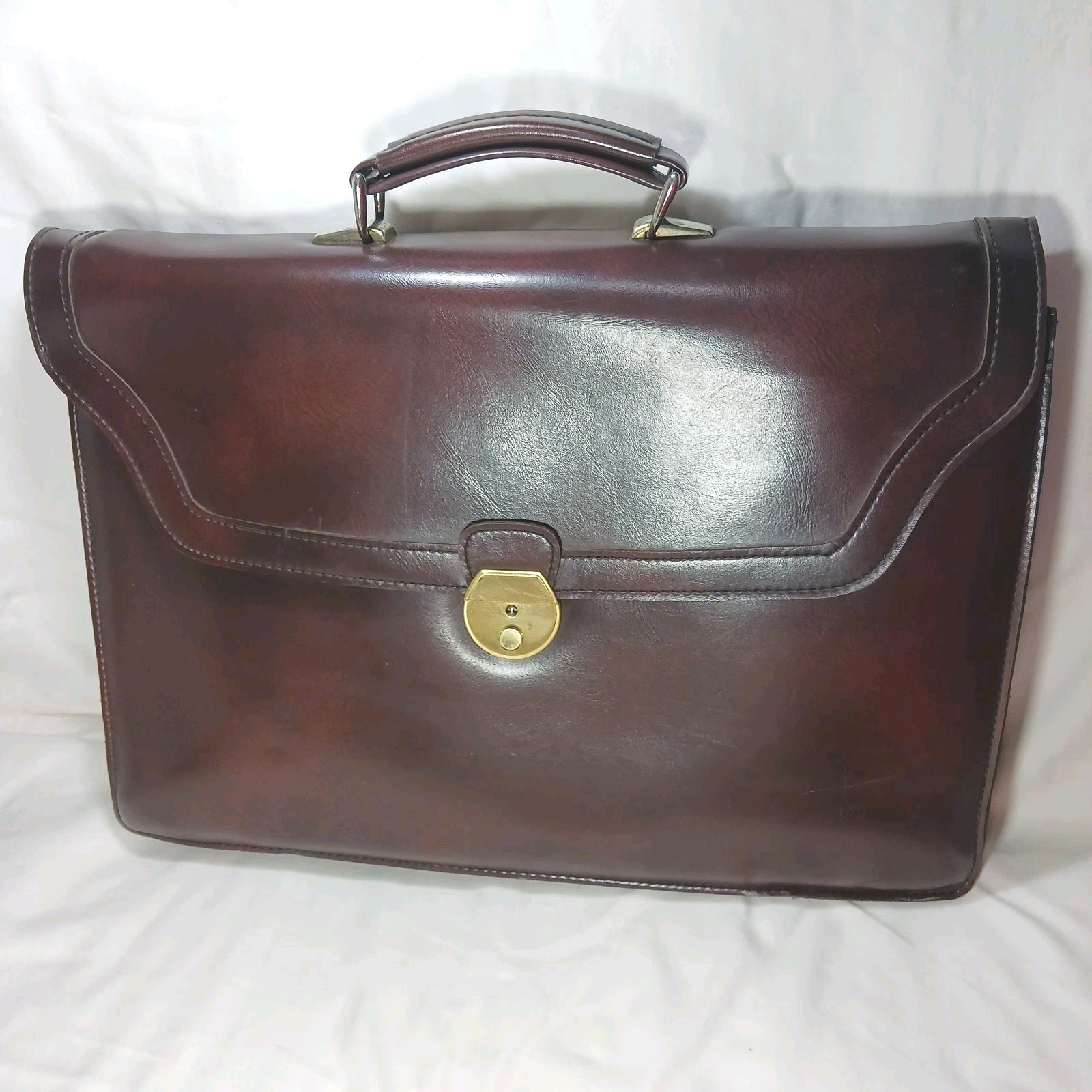 Vintage Leather Briefcase Portfolio Classic Style Exp… - Gem