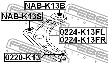 0220-K13 Febest BALL JOINT FRONT LOWER ARM 545011HA6A, 545001HA6A ...
