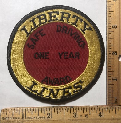 Vintage Liberty Lines Bus One Year Safe Driving Award Logo Patch ...