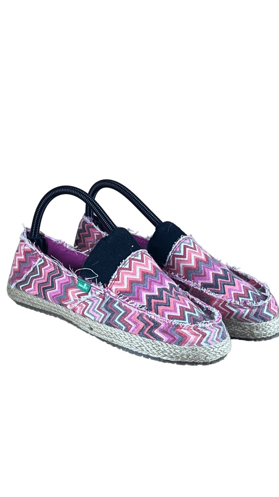 Sanuk Womens Canvas Funky Fiona Flat Natural Zig Zag Slip-On Loafers ...