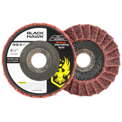 10 Pack - 4-1/2" x 7/8" Black Hawk Surface Conditioning Flap Discs, Red ...