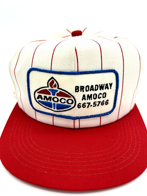 Amoco Snapback Trucker Hat Mens Striped Red White Blue Hat Gasoline Oil ...