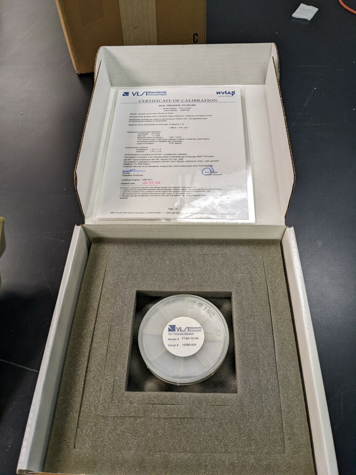 VLSI Standards FTS4-10100 Film Thickness Standard w/ Certificate, FREE ...