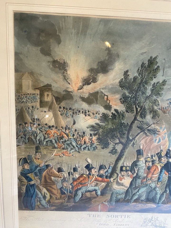 1814 The Sortie From Bayonne Aquatint Engraving William Heath Thomas ...