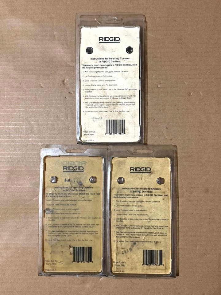 Ridgid 2 x 47765 (1/2" to 3/4") & 47770 (1" to2") High Speed Threading ...