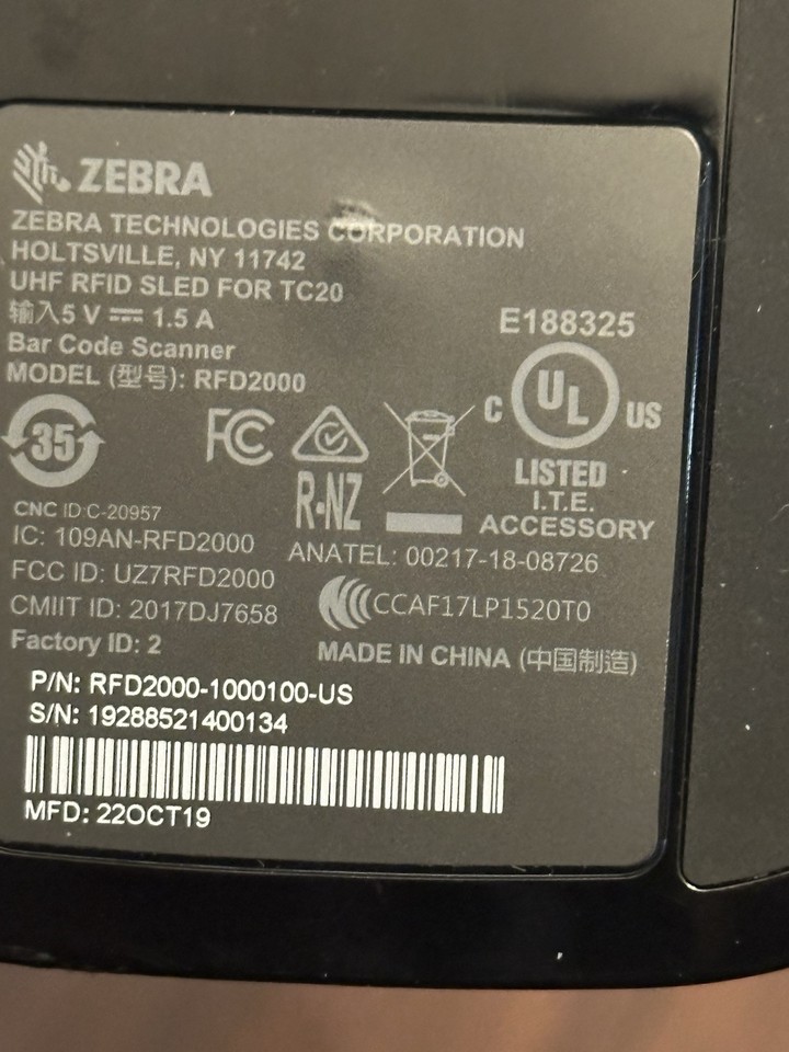 Zebra TC20 Handheld Mobile Computer RFD2000 UHF RFID Sled RFD2000-1000200-US | eBay