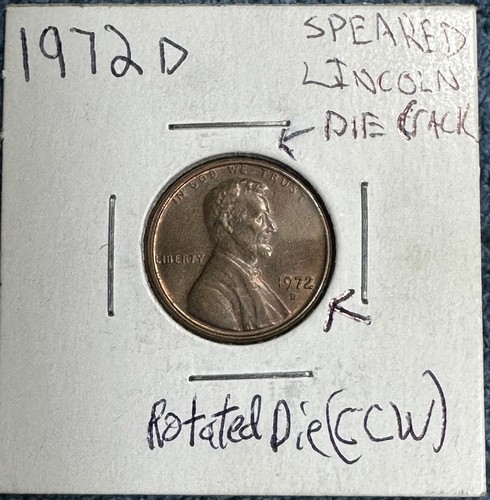 Speared Lincoln rotated die CCW 1972 D Lincoln Memorial Cent RPM | eBay