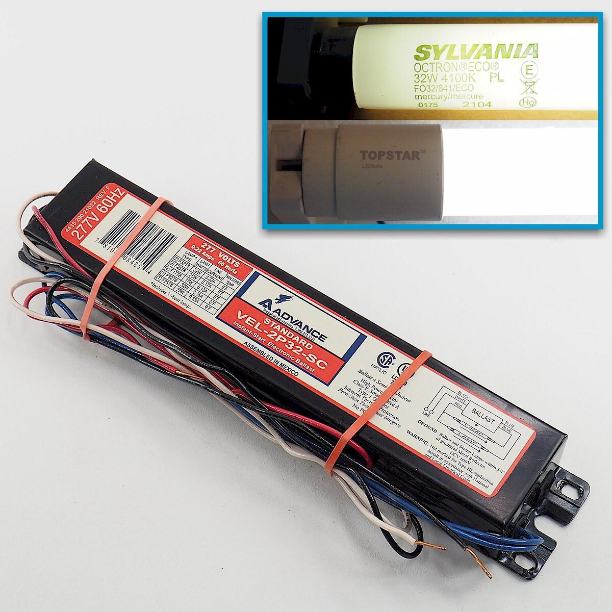 TWO(2) ADVANCE 277V VEL-2P32-SC Electronic Ballast for T8 Fluorescent ...
