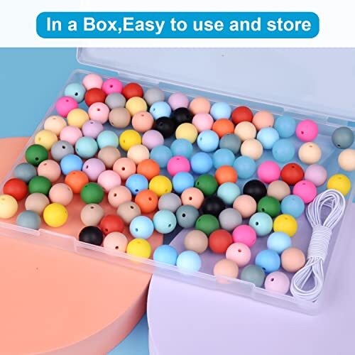 100Pcs Silicone Beads Bracelet Making kit, 15mm Soft Rubber Round Beads ...