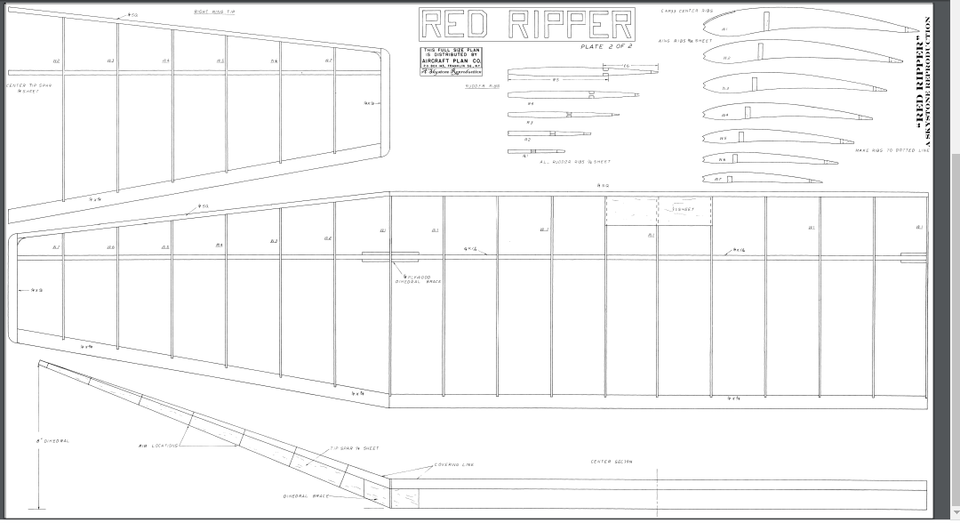 Plans "Red Ripper" Old Timer Vintage Free flight rc model airplane | eBay