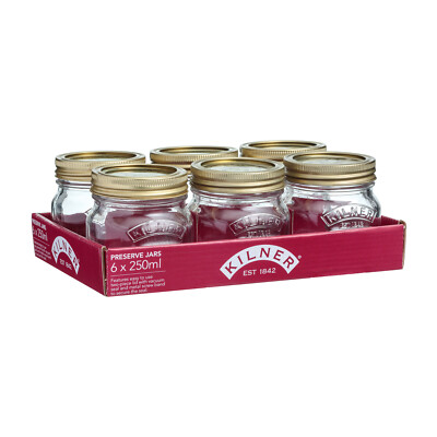 6x Preserve Jar 250ml Glass Kilner Sustainable Storage Jam Chutney ...