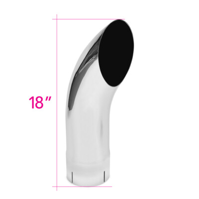 4" ID x 18" Chrome Exhaust Stack Pipe Tailpipe Long Curved Top Turnout ...