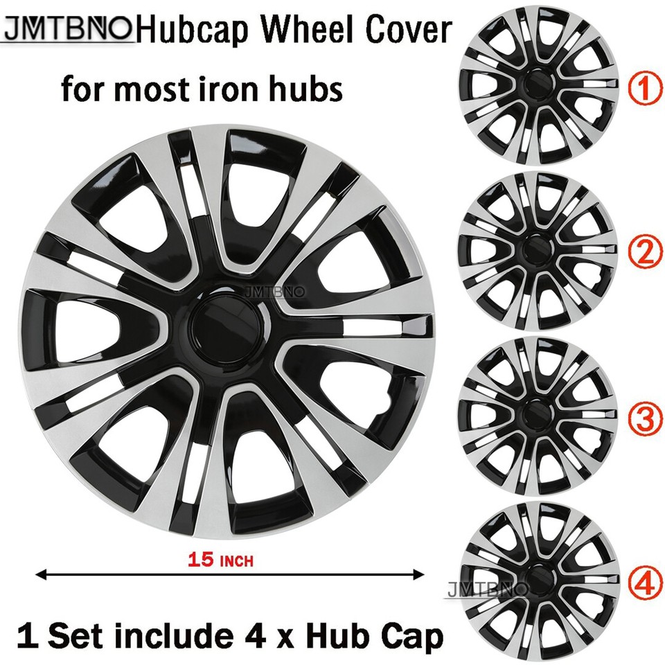 For VW Jetta 15" Wheel Cover Set of 4 Hub Caps Fit R15 Tire & Steel Rim ...