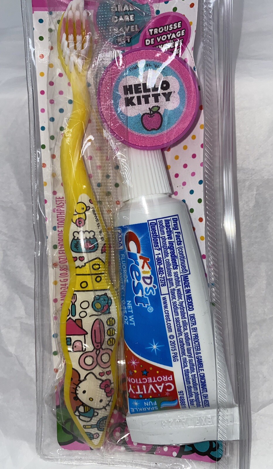 HELLO KITTY Kids Soft Toothbrush Toothpaste Travel Kit NEW Blue, Pink ...