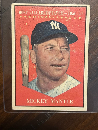 2 CARDS - BOTH 1961 TOPPS #475 MICKEY MANTLE MVP BASEBALL CARD POOR ...