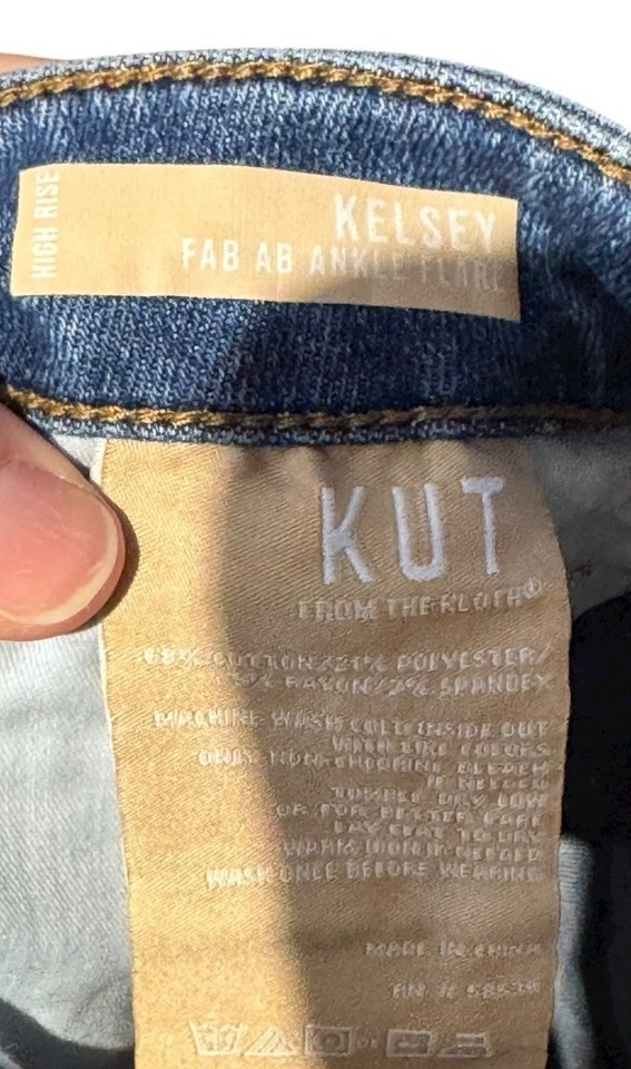 Kut from the Kloth Women's Jeans Kelsey AB Ankle Flare Raw Hem Denim ...