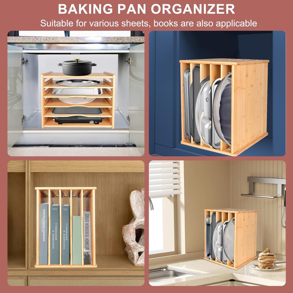 Cookie Sheet Organizer for Cabinet, 6 Tier Sheet Pan Organizer, Baking ...