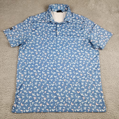 Sunday Swagger Shirt Mens Large Blue Floral AOP Golf Performance Polo ...