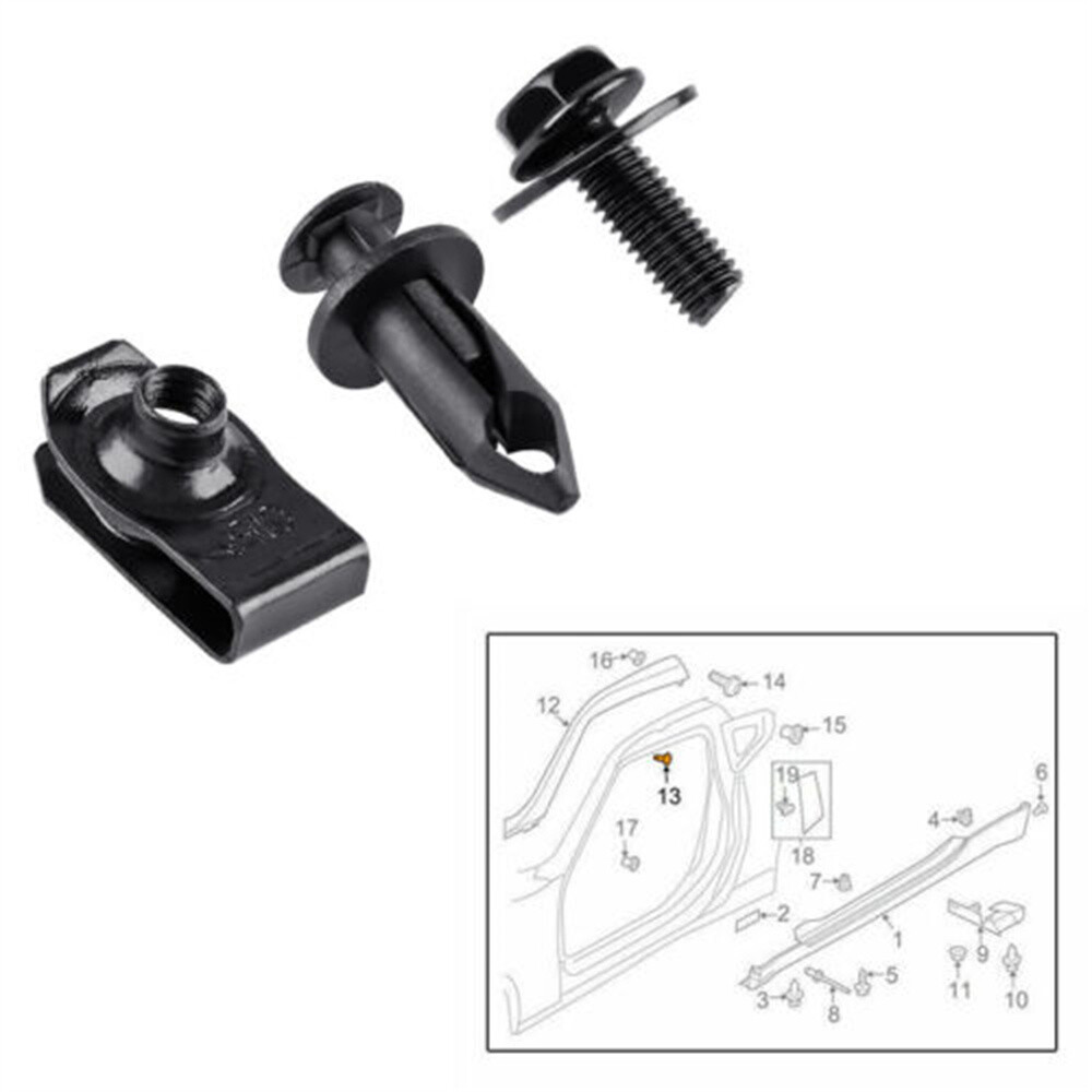 For Honda Engine Under Cover Splash Shield Guard Body Bolt U-nut Clips ...