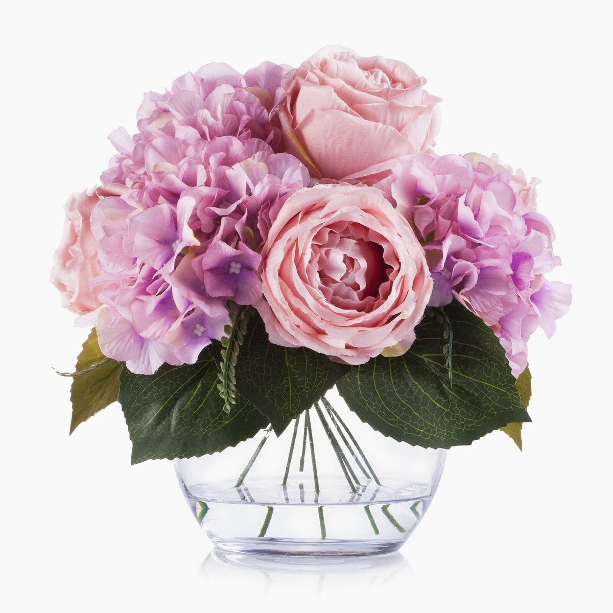 Pink Hydrangea Arrangement In Vase Faux Pink Tipped Hydrangea Floral