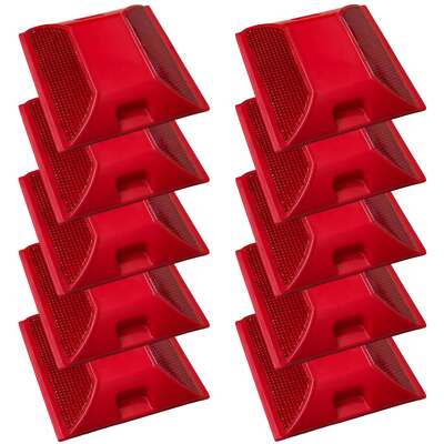 Road Reflectors Pack of 10 | 4 by 4 inch Red Street Pavement & Asphalt ...