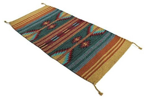 Southwest Décor Area Rug - Large Boho 20 x 40 in Pueblo Pattern, Green ...