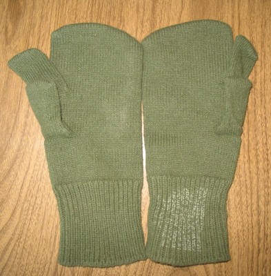 6 PR US MILITARY SURPLUS WOOL BLEND TRIGGER FINGER MITTENS INSERTS SZ ...