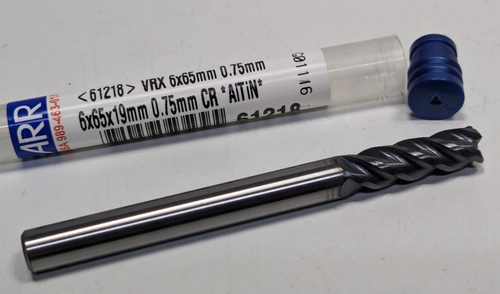 NEW GARR VRX 6MM - 0.75mm CR - CARBIDE SQUARE 4 FLUTE AlTiN END MILL ...