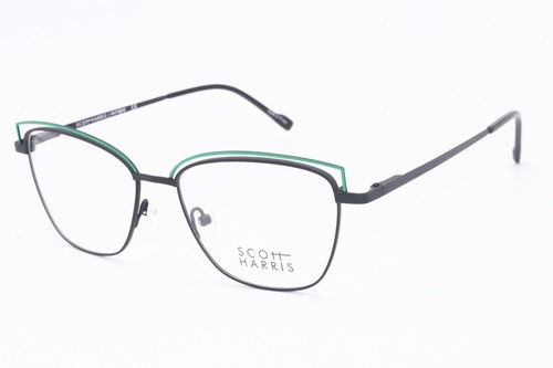 NEW SCOTT HARRIS SH 832 BLACK GREEN AUTHENTIC DESIGNER EYEGLASSES 53-16 ...
