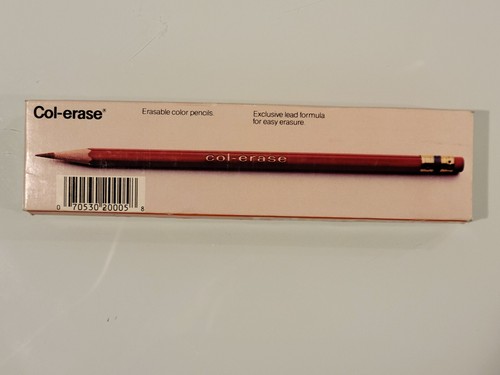 Vtg Box FABER CASTELL COL-ERASE #1277 Carmine red erasable color ...