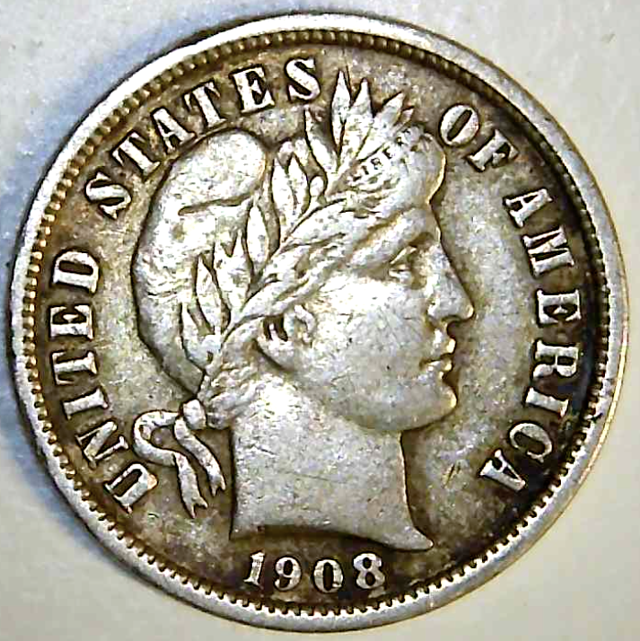 1908 D US Barber Dime - Full Liberty Coin + No Reserve Free Shipping ...