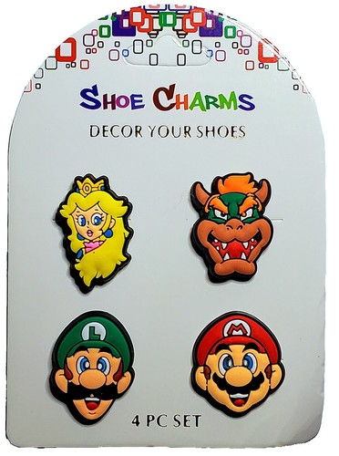 Shoe Charms Super Mario Bros Set Of 4 Rubber Mario Luigi Princess ...