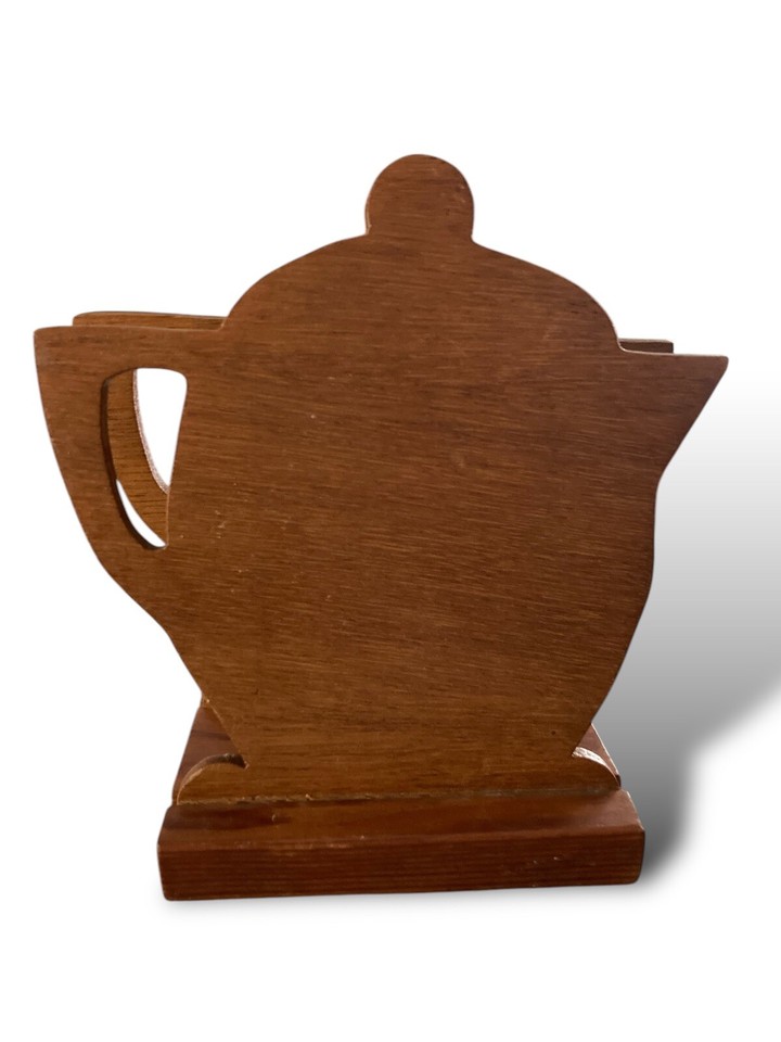 Vintage Hand Crafted Wood Napkin Holder Teapot Shape Farm Granny ...