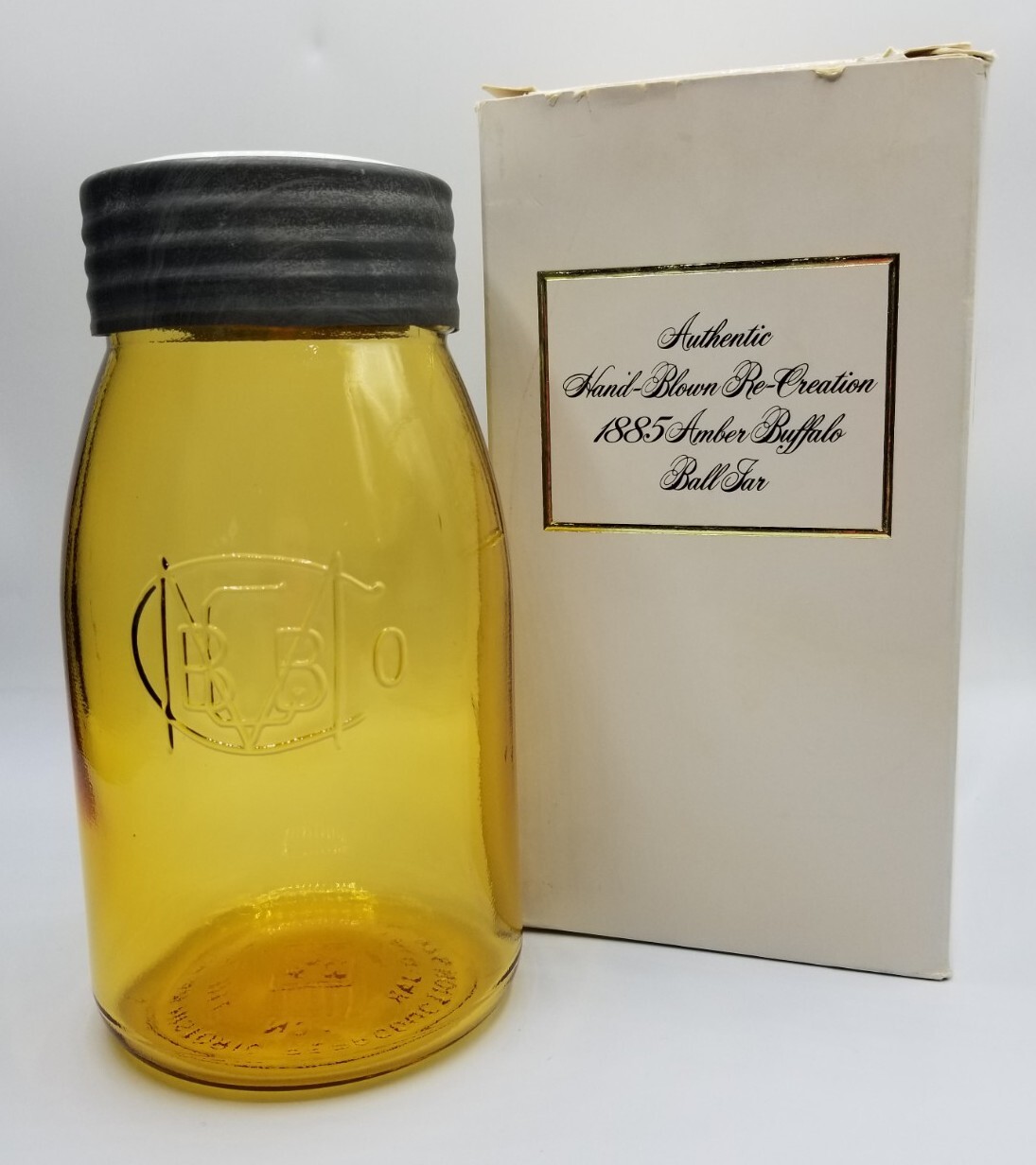 Ball Yellow Amber Buffalo Jar - Vintage Hand Blown Repo with Box ...