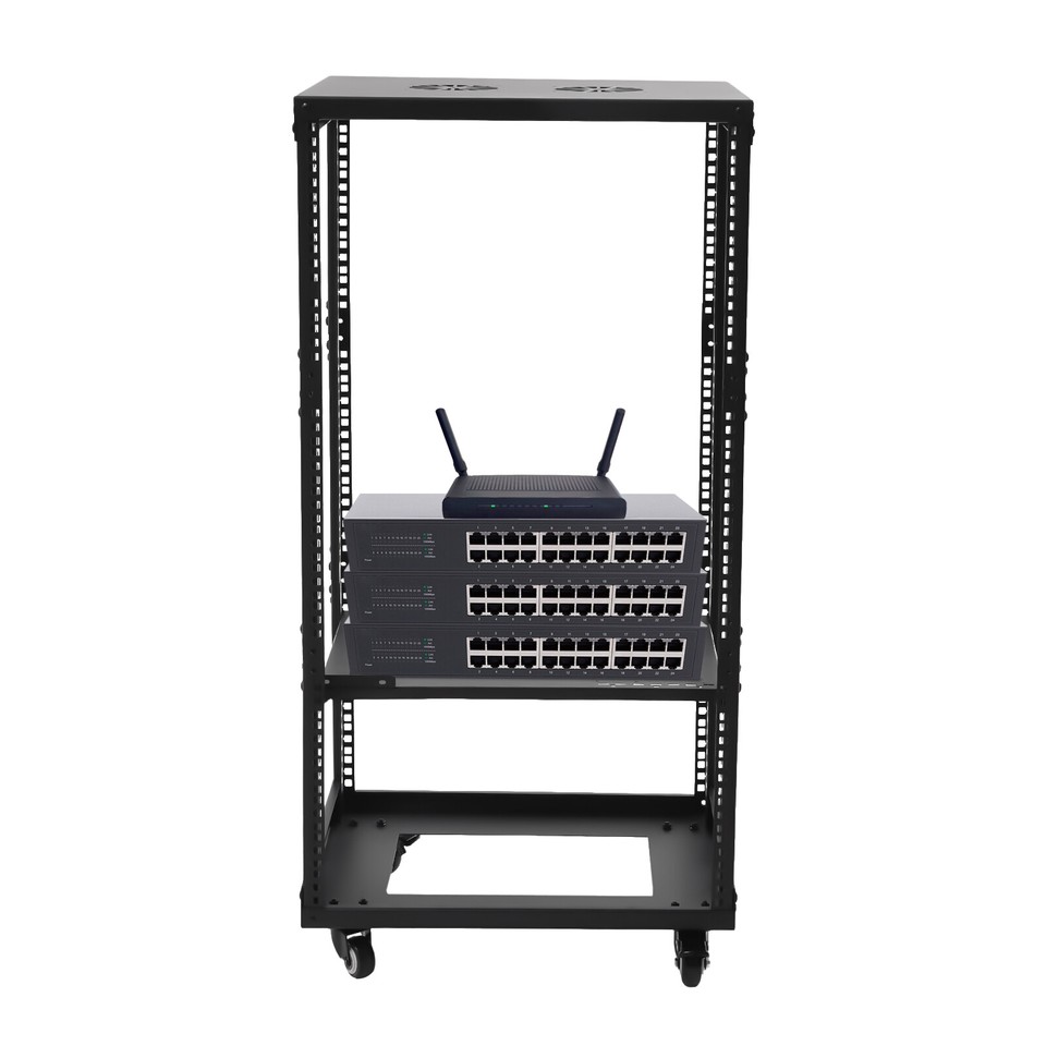 18U 18.5" 4 Post Open Frame Network Server Rack Adjustable Partition 0 ...
