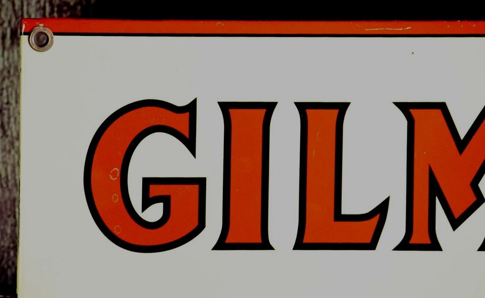 GILMORE SIGN PORCELAIN COLLECTIBLE, RUSTIC, ADVERTISING | eBay