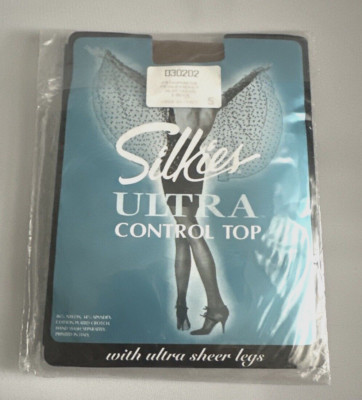Silkies Ultra Control Top Pantyhose Nylons Spandex Sz Medium Beige ...