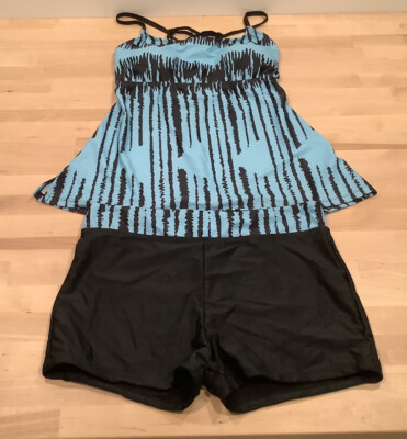 NWOT Women’s Tankini Black Aqua Blue Large or XLarge | eBay
