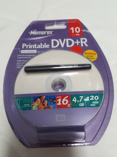 10 Pack Memorex Printable DVD+R + Marker 16x 4.7GB 120min | eBay