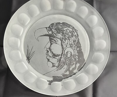 Vintage Arcoroc 31 France Glass Plate Etched Native Indigenous American ...